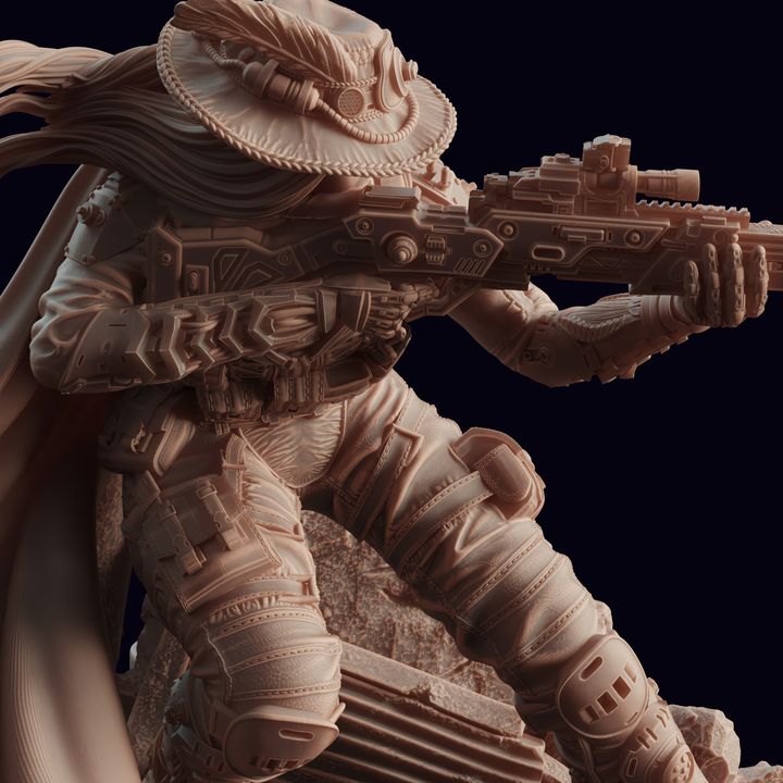 3D Printable Cyberpunk Bush Sniper - Elsie "Dusty" Echoes (Diorama Pose ...