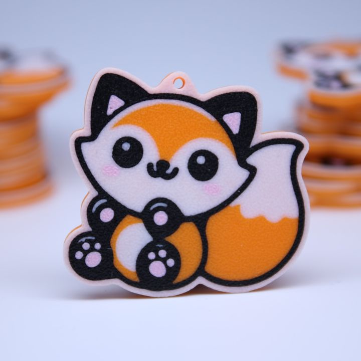 3D Printable Cute Fox Keychain and Magnet (Multicolor) by Voy Forges