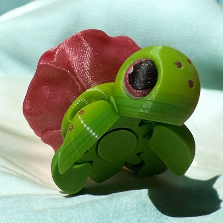 3D Printable Baby Rose Turtle Spinner Fidget by Rebel Alicorn Designs
