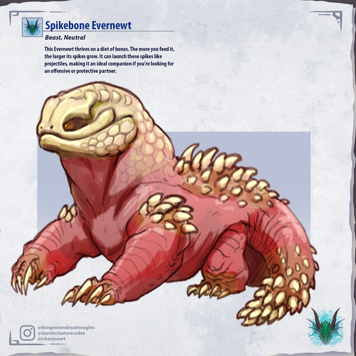 3D Printable Spikebone Evernewt - 5e Stats + Art Included by Dungeons ...
