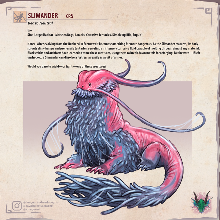 3D Printable Slimander (Rubberskin Evolution) - 5e Stats + Art by ...
