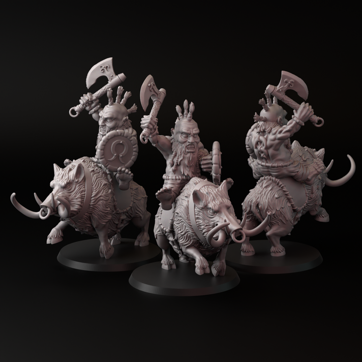 3D Printable Boar Rider Dwarf by Crosslances