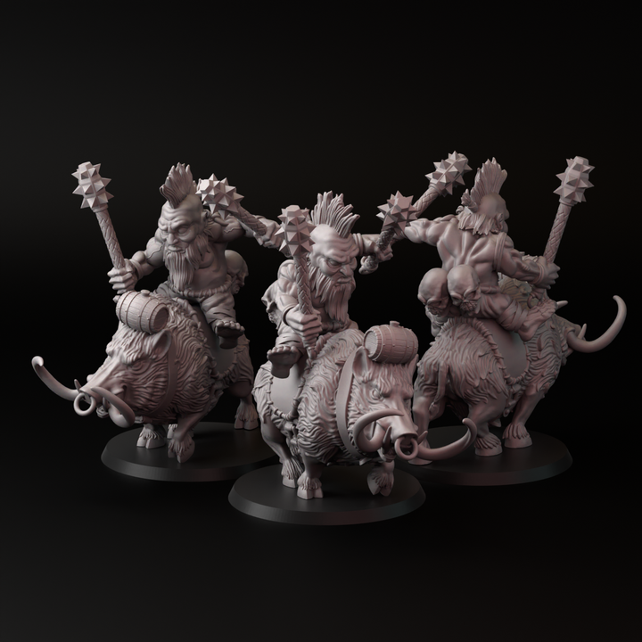 3D Printable Boar Rider Dwarf by Crosslances