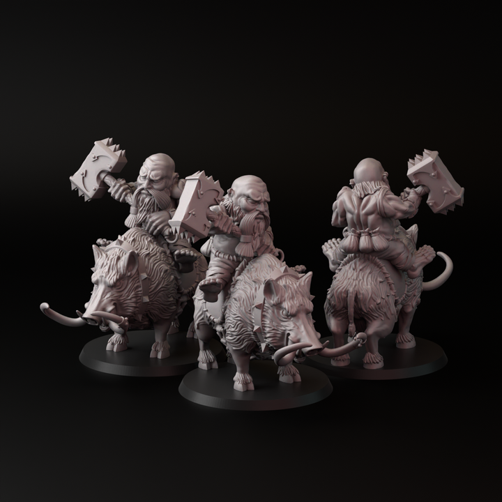 3D Printable Boar Rider Dwarf by Crosslances