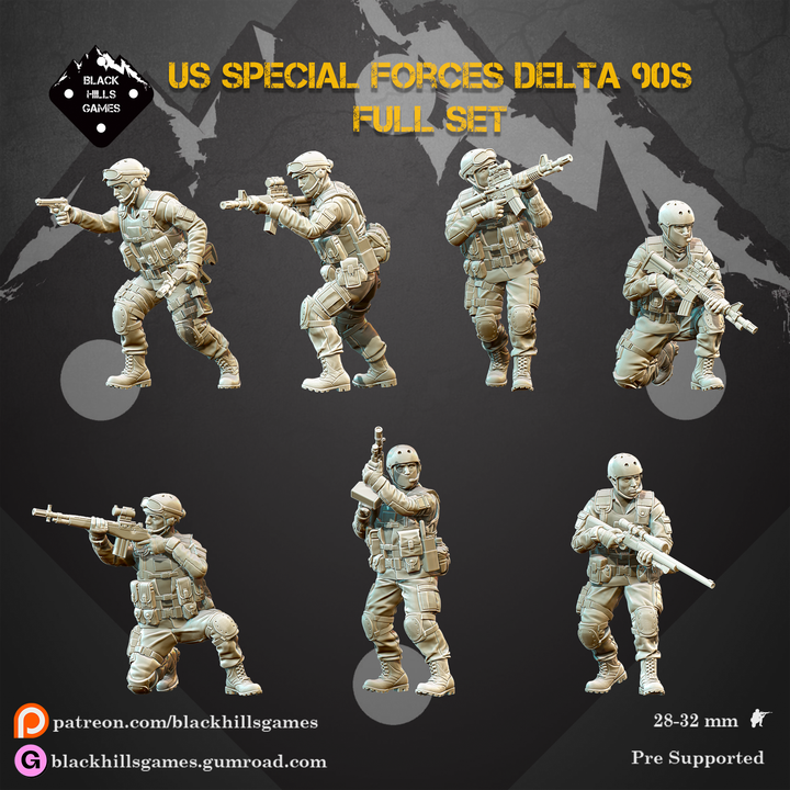 3D Printable US Special Forces Delta 90s (Full Set) by Black Hills Games