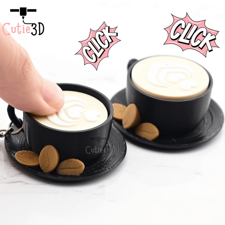 3D Printable Cutie3D Keycap Fidget Clicker Coffee Cappuccino Keychain ...
