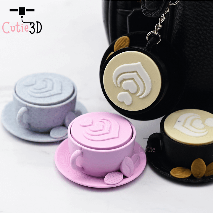 3D Printable Cutie3D Keycap Fidget Clicker Coffee Cappuccino Keychain ...