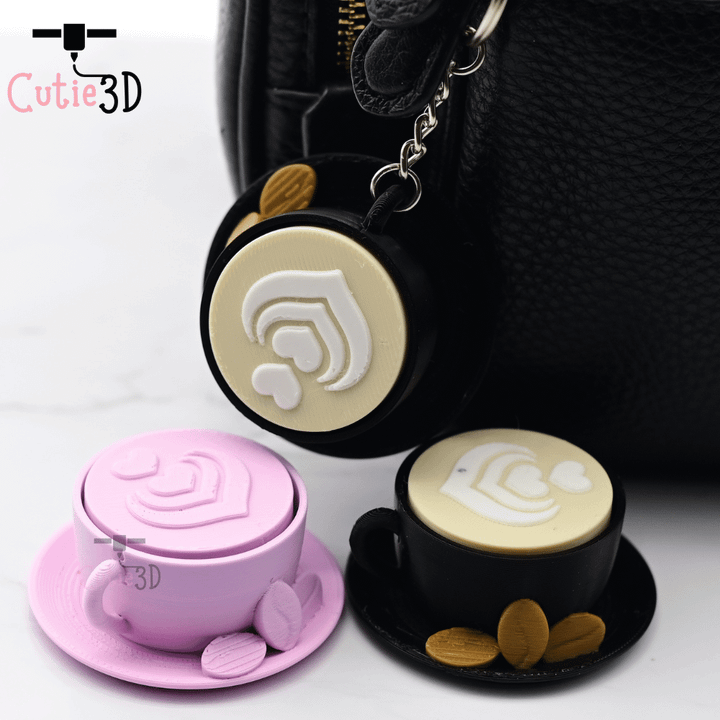 3D Printable Cutie3D Keycap Fidget Clicker Coffee Cappuccino Keychain ...