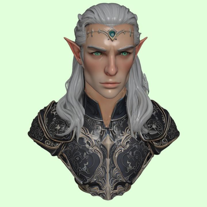 3D Printable Elven Warrior Bust by Fantasy Figures