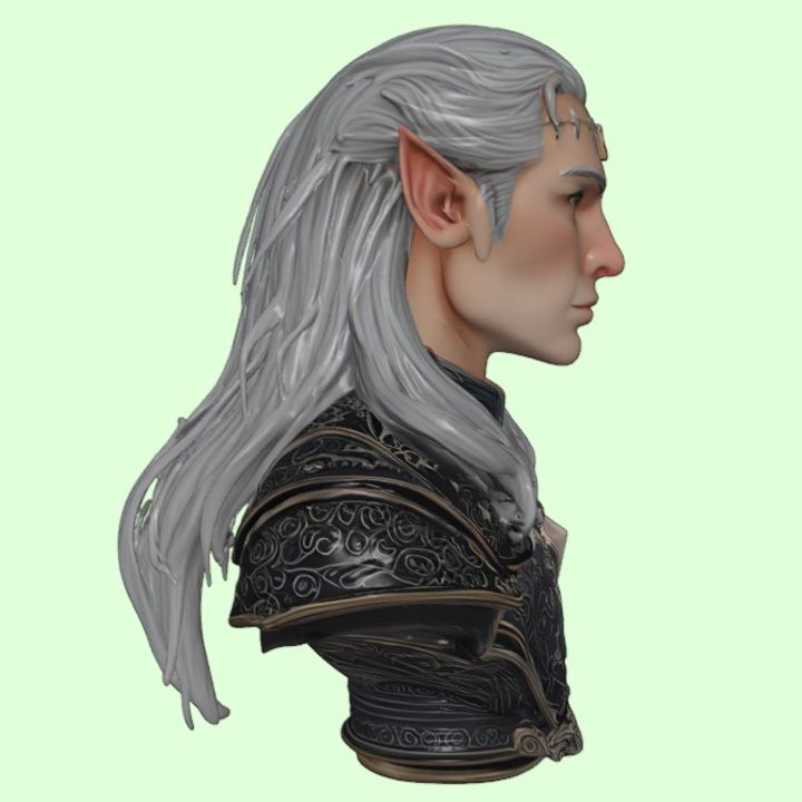 3D Printable Elven Warrior Bust by Fantasy Figures