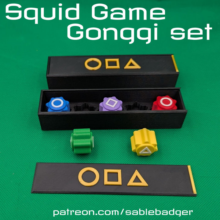 3D Printable Squid Game-Inspired Gonggi Set with Box by brander roullett