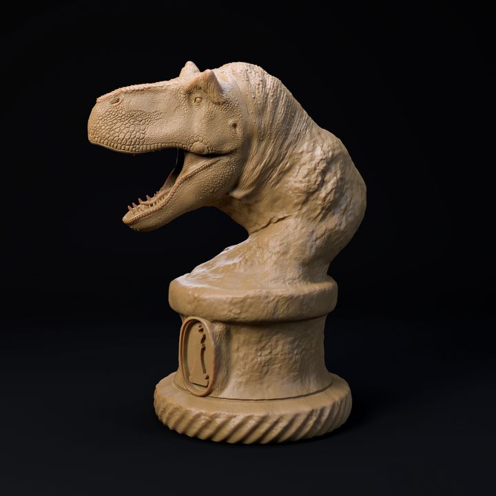 3D Printable Dinosaur chess set - pre supported by Dino and Dog