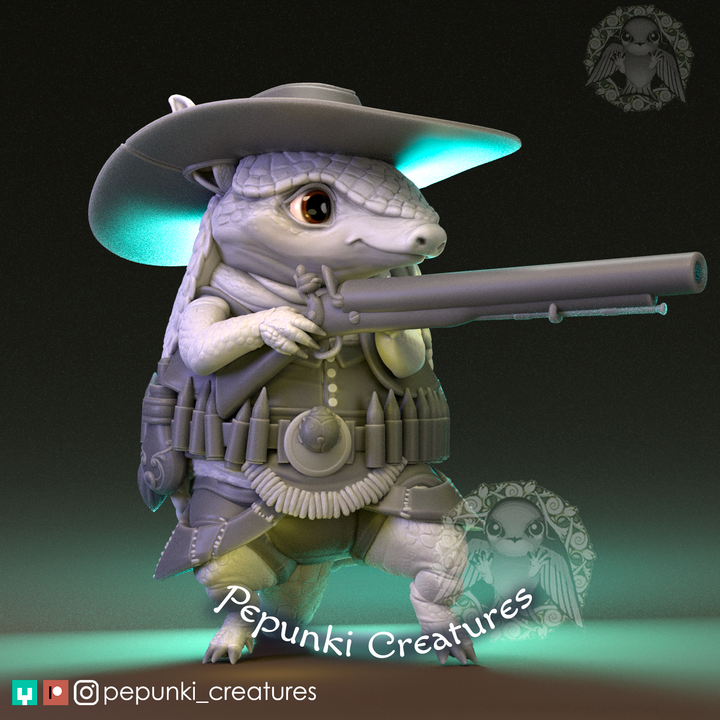 3D Printable Armadillo the sharp shooter by Pepunki Creatures