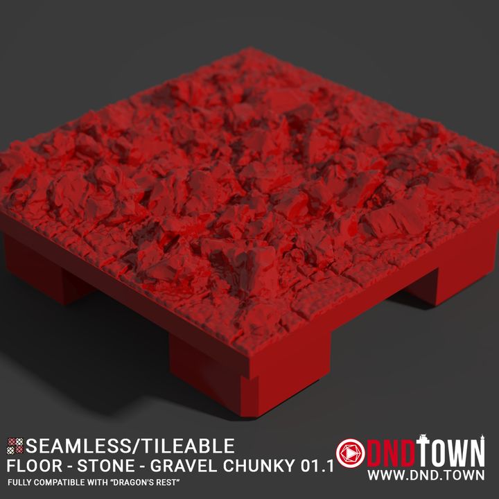3D Printable Floor - Stone - Gravel 01.1 (CHUNKY) - 3D Modular Dungeon ...