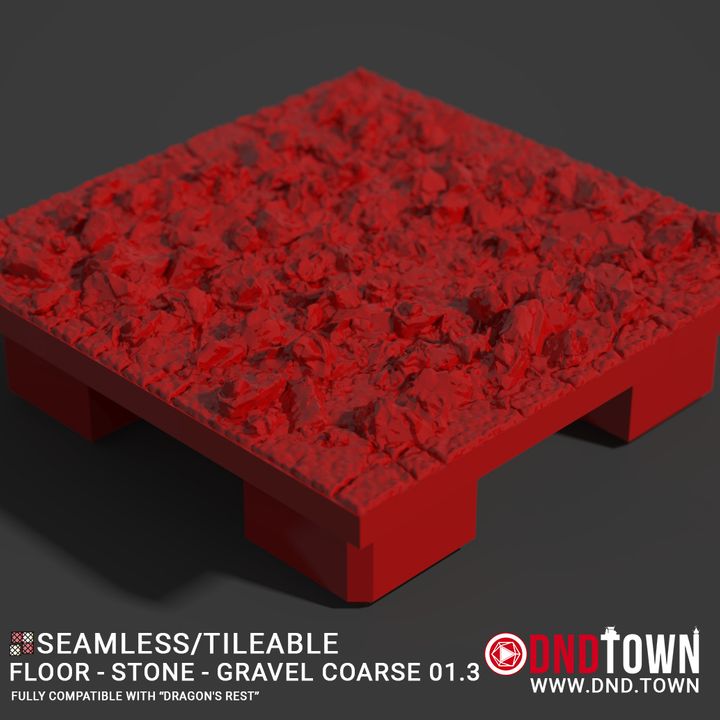 3D Printable Floor - Stone - Gravel 01.3 (COARSE) - 3D Modular Dungeon ...