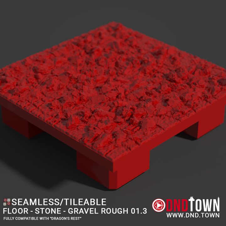 3D Printable Floor - Stone - Gravel 01.3 (ROUGH) - 3D Modular Dungeon ...