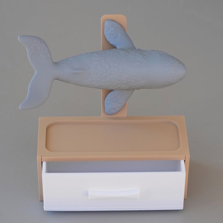 3D Printable Whale jewelry box by Philippe Barreaud
