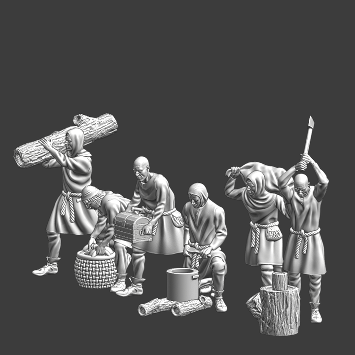 3D Printable Medieval Workers - Set #1 by Northern Crusades Miniatures
