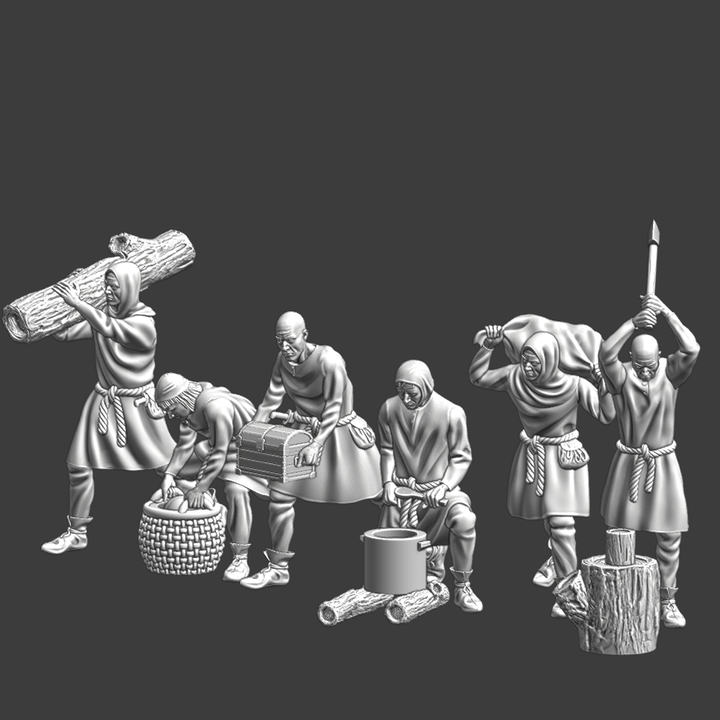 3D Printable Medieval Workers - Set #1 by Northern Crusades Miniatures