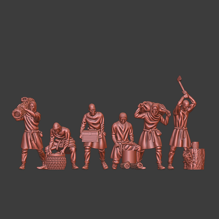 3D Printable Medieval Workers - Set #1 by Northern Crusades Miniatures