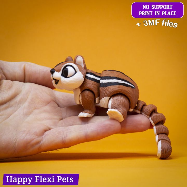 3D Printable Chipmunk the flexi toy (#64) by Happy Flexi pets