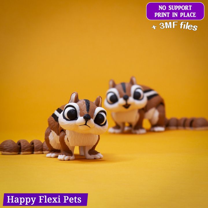 3D Printable Chipmunk the flexi toy (#64) by Happy Flexi pets
