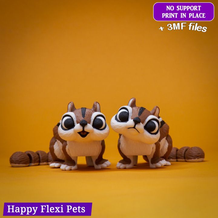 3D Printable Chipmunk the flexi toy (#64) by Happy Flexi pets