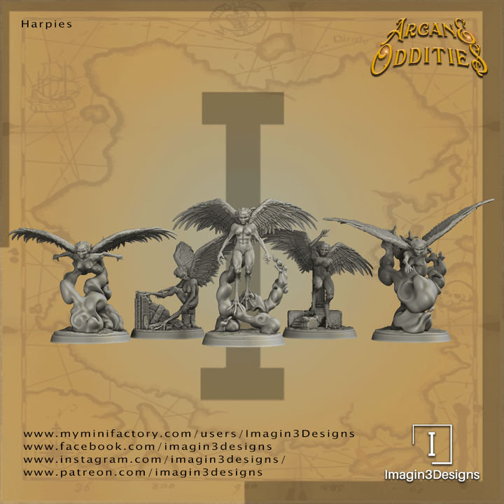 3D Printable Harpies (Set of 5) by Imagin3Designs