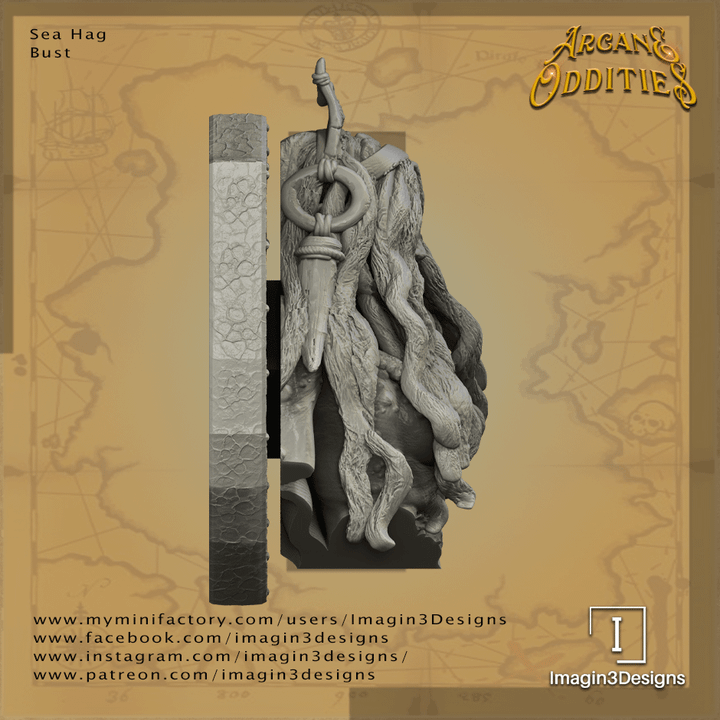 3D Printable Pre-Supported Sea Hag Bust by Imagin3Designs