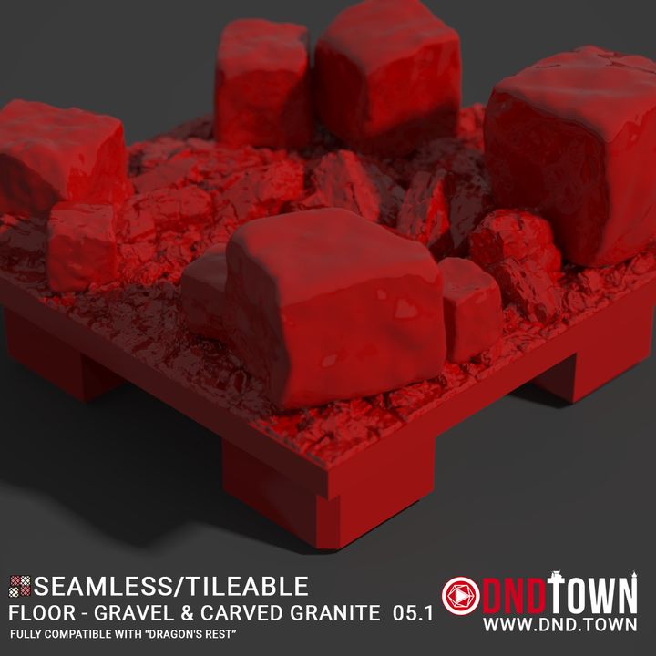 3D Printable Floor - Stone - Gravel & Carved Granite 05.1 - 3D Modular ...