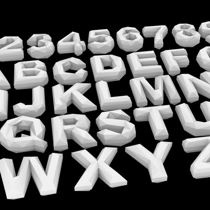 3D Printable alphabet numbers fonts - abstract diamond style - STL file ...