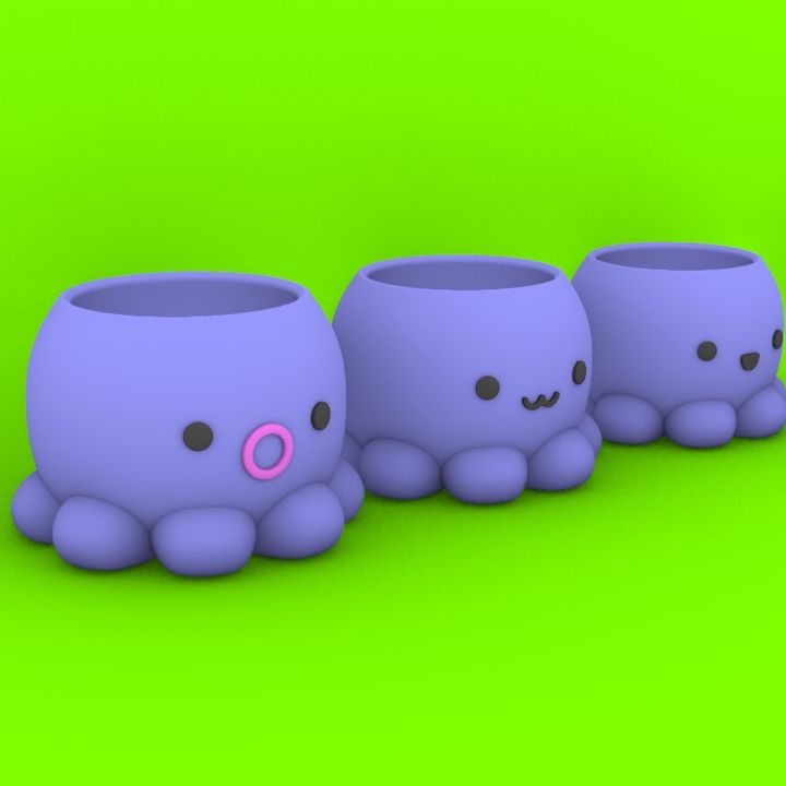 3D Printable baby octopuses - cute little octopuses - planter, pencil ...