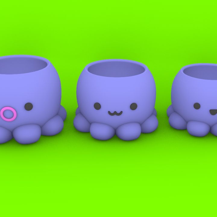 3D Printable baby octopuses - cute little octopuses - planter, pencil ...