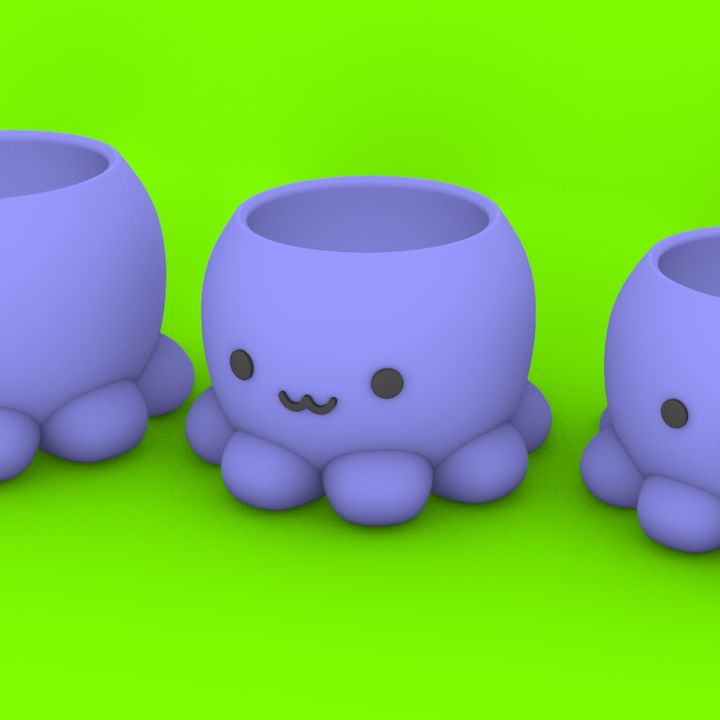 3D Printable baby octopuses - cute little octopuses - planter, pencil ...