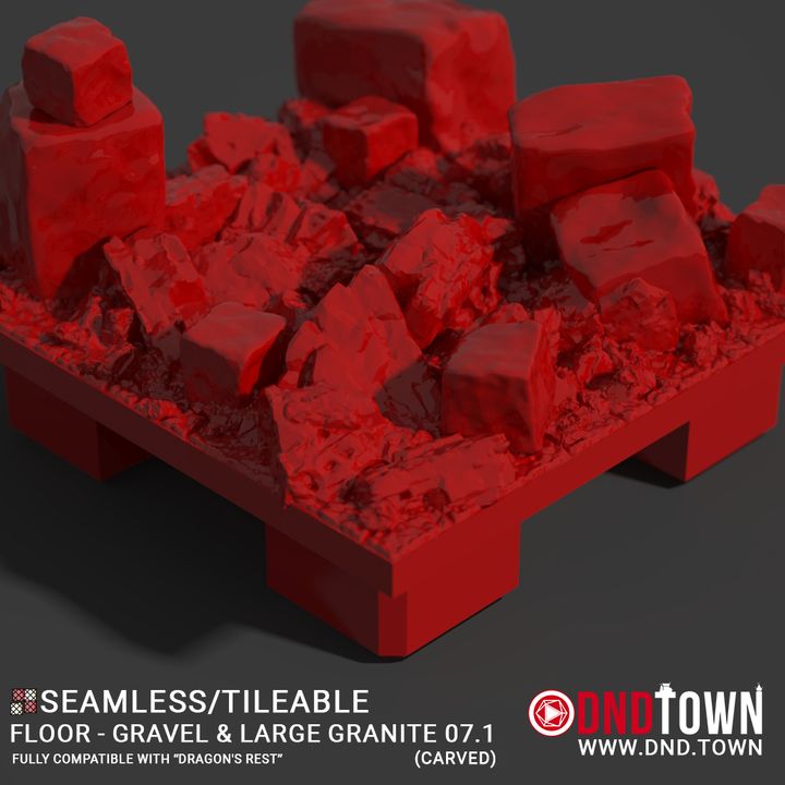 3D Printable Floor - Stone - Gravel & Large Granite 07.1 (CARVED) - 3D ...
