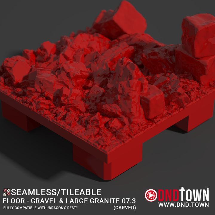 3D Printable Floor - Stone - Gravel & Large Granite 07.3 (CARVED) - 3D ...
