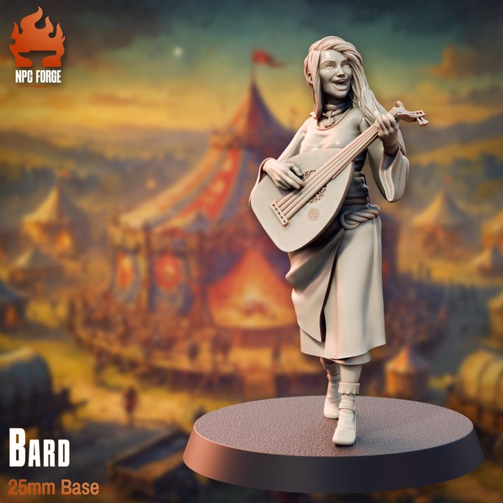 3D Printable Human Female Bard - Presupported by NPC Forge