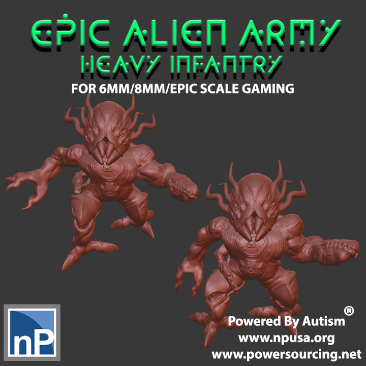 3D Printable 6mm/8mm Epic Scale Alien Army by nonPareil Institute