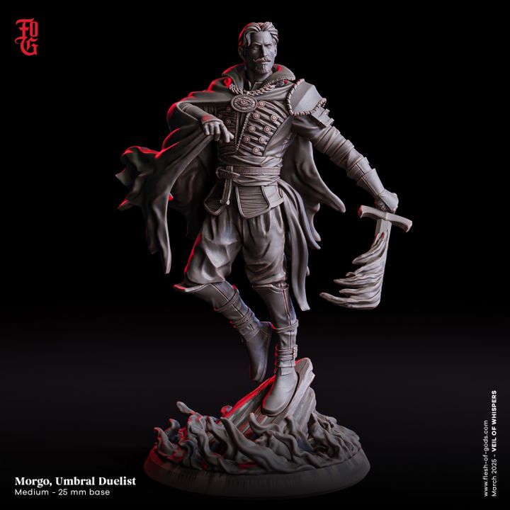 3D Printable Morgo, Umbral Duelist by Flesh of Gods