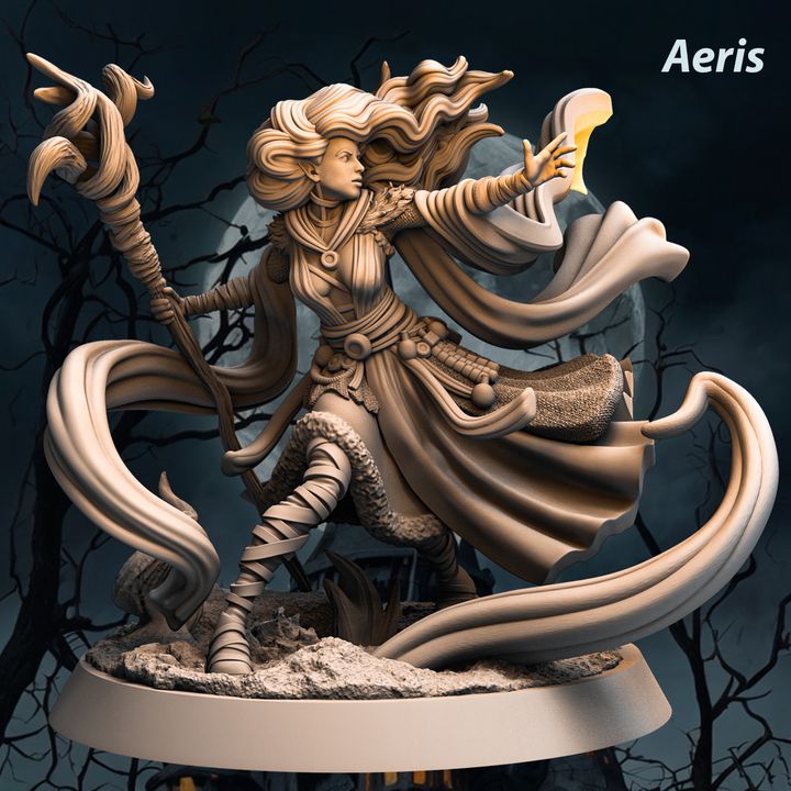 3D Printable Aeris - Druid Air Elemental Genasi - Air Elemental Druid ...