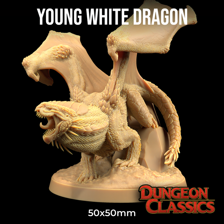 3D Printable Young White Dragon | PRESUPPORTED | Dungeon Classics by ...
