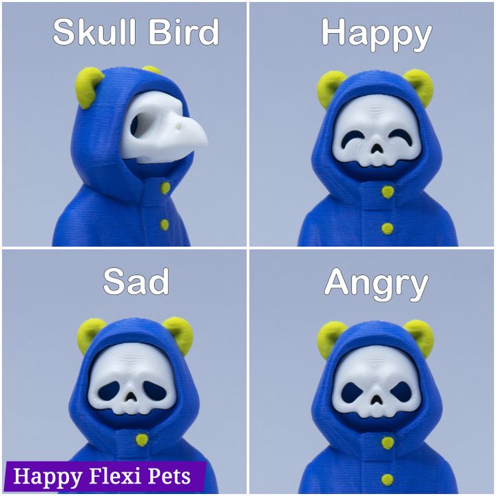 3D Printable Little Grim's additional 4 Skelly faceplates by Happy ...