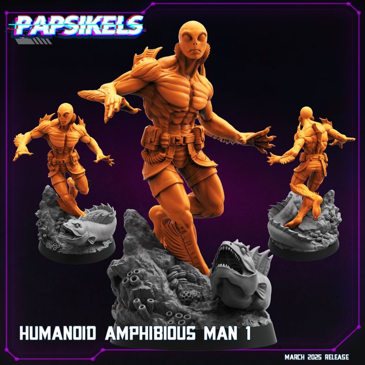 3D Printable HUMANOID AMPHIBIOUS MAN 1 by PAPSIKELS MINIATURES