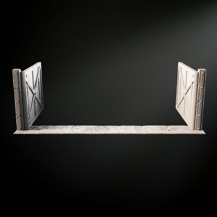 3D Printable Post-Apocalyptic Gate - Open by WargamesCo
