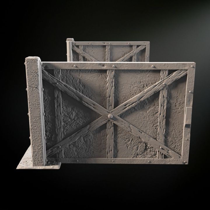 3D Printable Post-Apocalyptic Gate - Open by WargamesCo