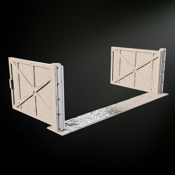 3D Printable Post-Apocalyptic Gate - Open by WargamesCo