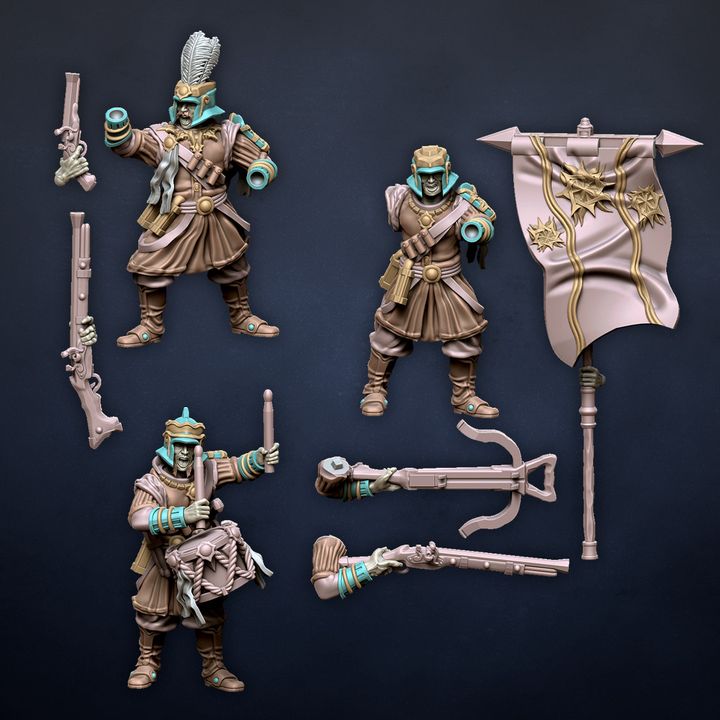 3D Printable Light Infantry (Command Group) by Dragon's Lake Miniaturas