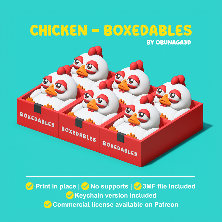 3D Printable Chicken - Boxedables by OBUNAGA 3D