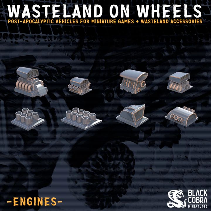 3D Printable -1/64 Engines- Wasteland on Wheels by BlackCobraMiniatures