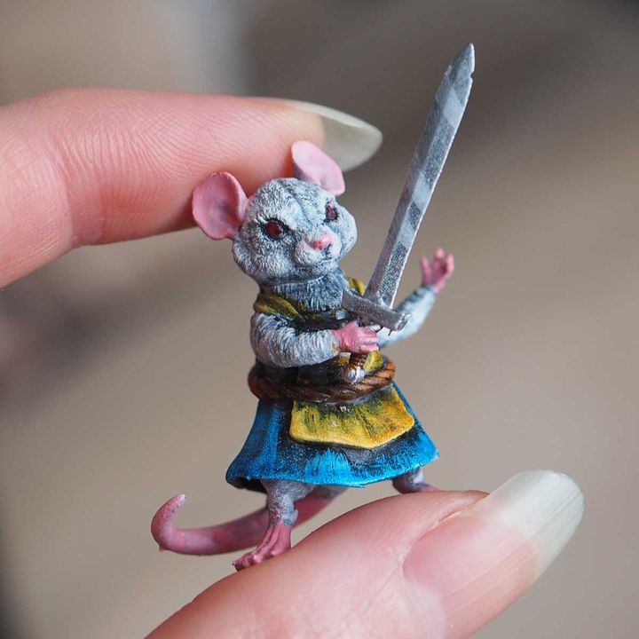 3D Printable Fighting farmer mouse by La Louve 3D